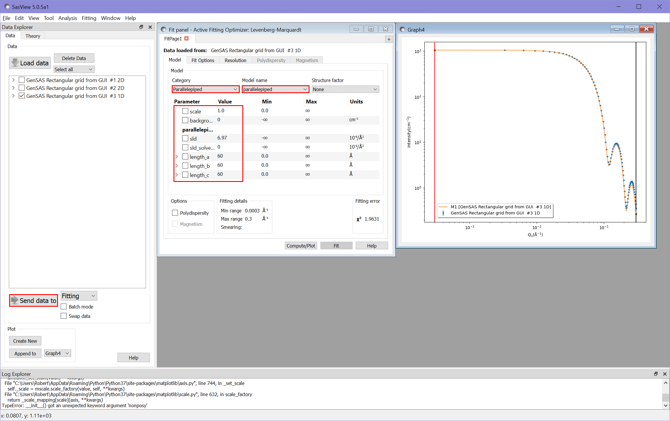 Example 1: Default Calculator Data — SasView 5.0.6 documentation